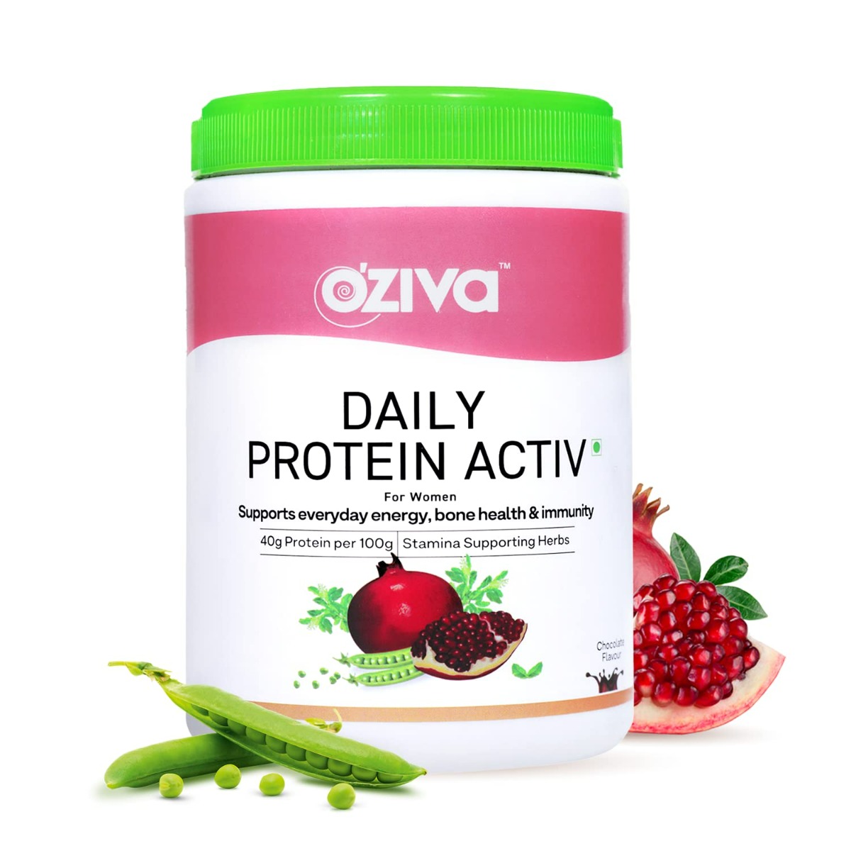 OZiva Daily Protein Activ Chocolate Flavour Powder for Women, 300 gm ...