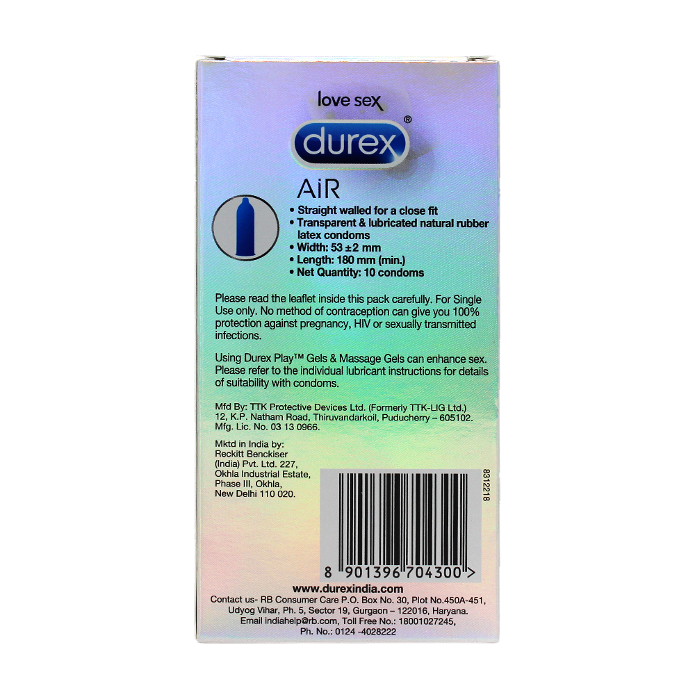 Durex Air Ultra Thin Condoms, 10 Count Price, Uses, Side Effects ...