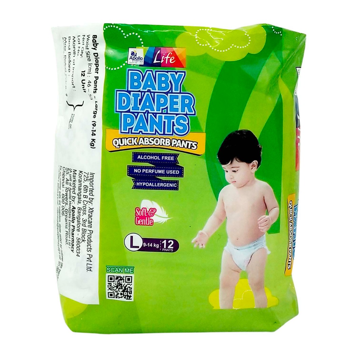 Apollo Life Baby Diaper Pants Large, 12 Count Price, Uses, Side Effects ...