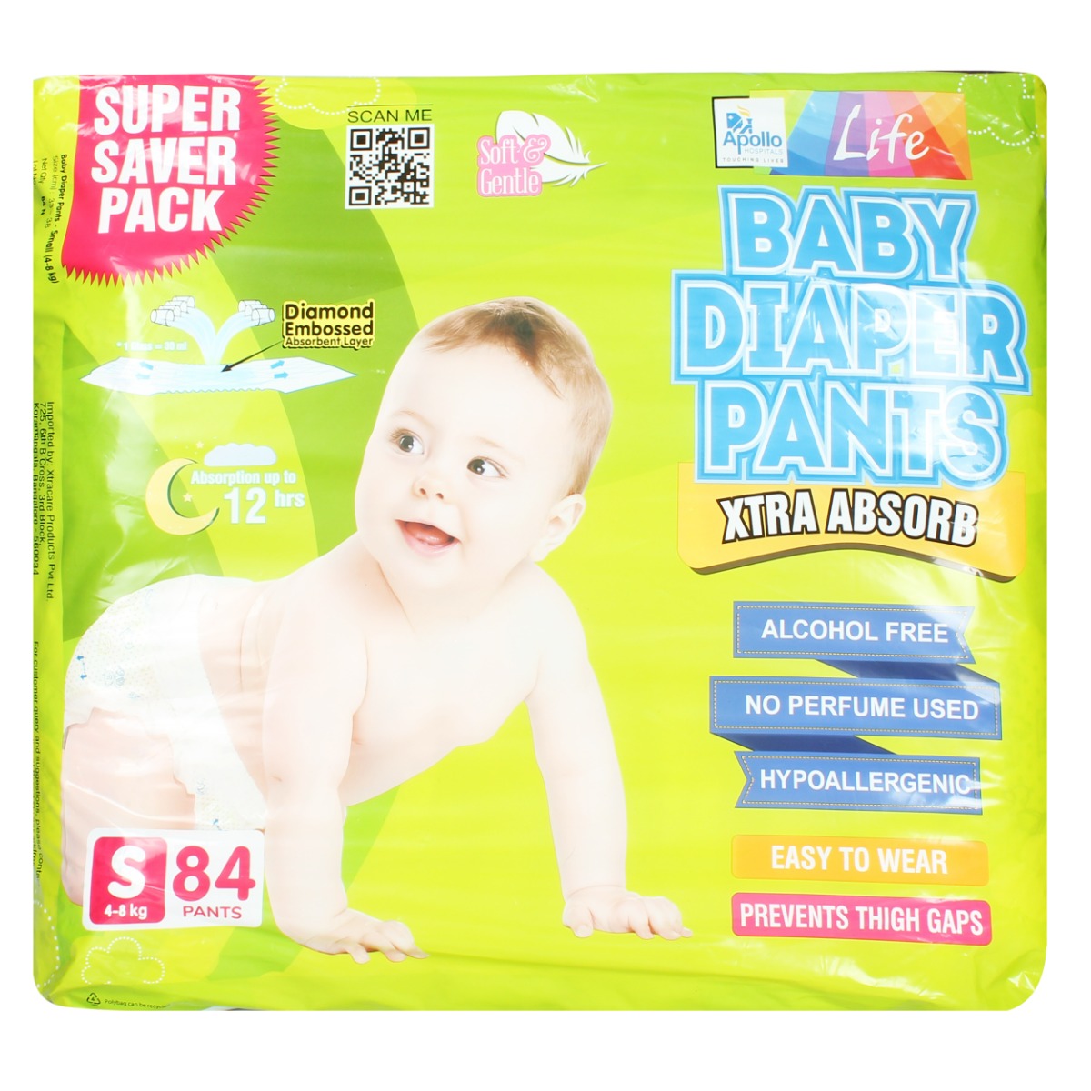 Buy Apollo Life Baby Diaper Pants Small, 84 Count | 19 Minutes Delivery ...
