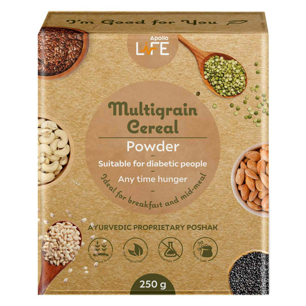 Buy Apollo Life Multigrain Cereal Powder, 250 gm | 19 Minutes Delivery ...