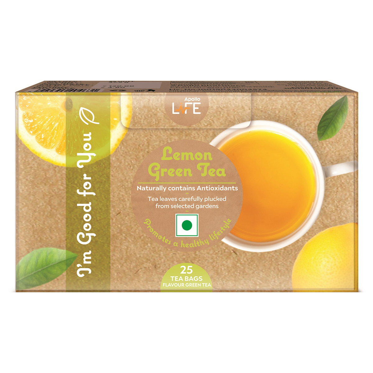 Apollo Life Lemon Green Tea Infusion Bags, 25 Count Price, Uses, Side ...