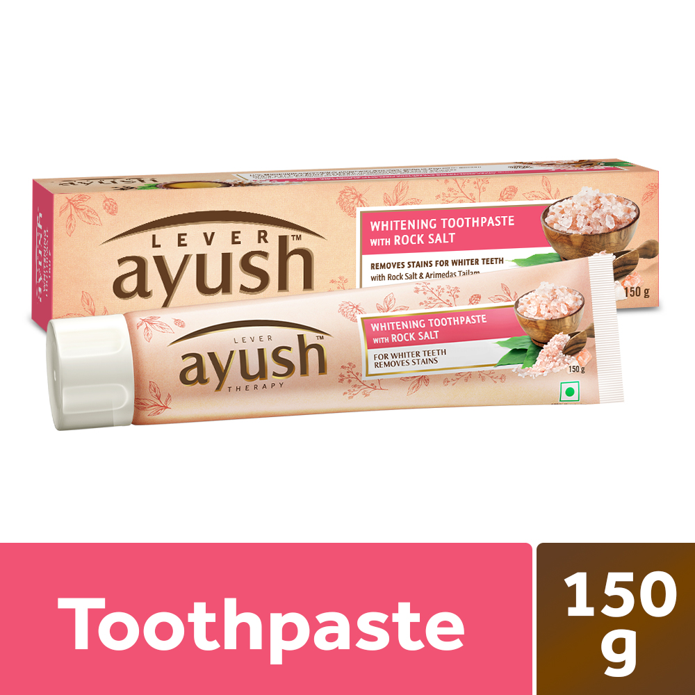 Buy Lever Ayush Whitening Toothpaste with Rock Salt, 150 gm | 19 ...