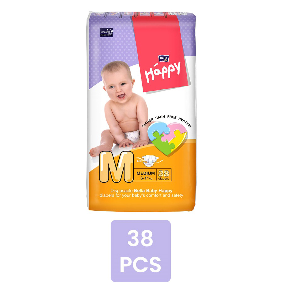 Bella Baby Happy Diapers Medium, 38 Count | Uses, Benefits, Price ...