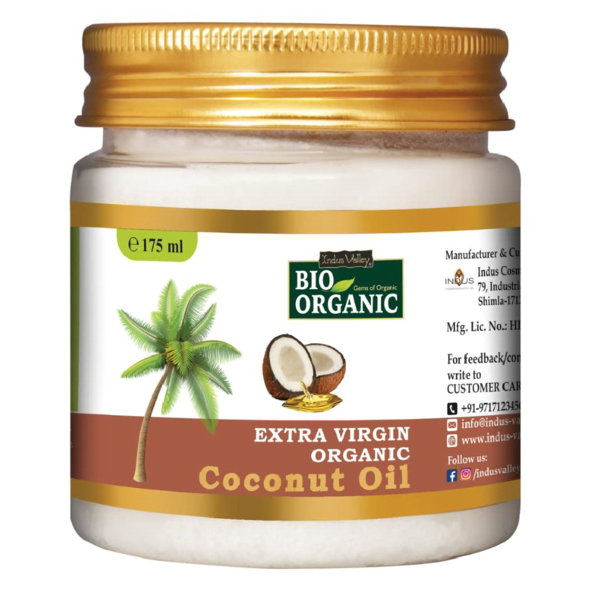 Buy Indus Valley Bio Organic Extra Virgin Coconut Oil, 200 ml | 19 ...
