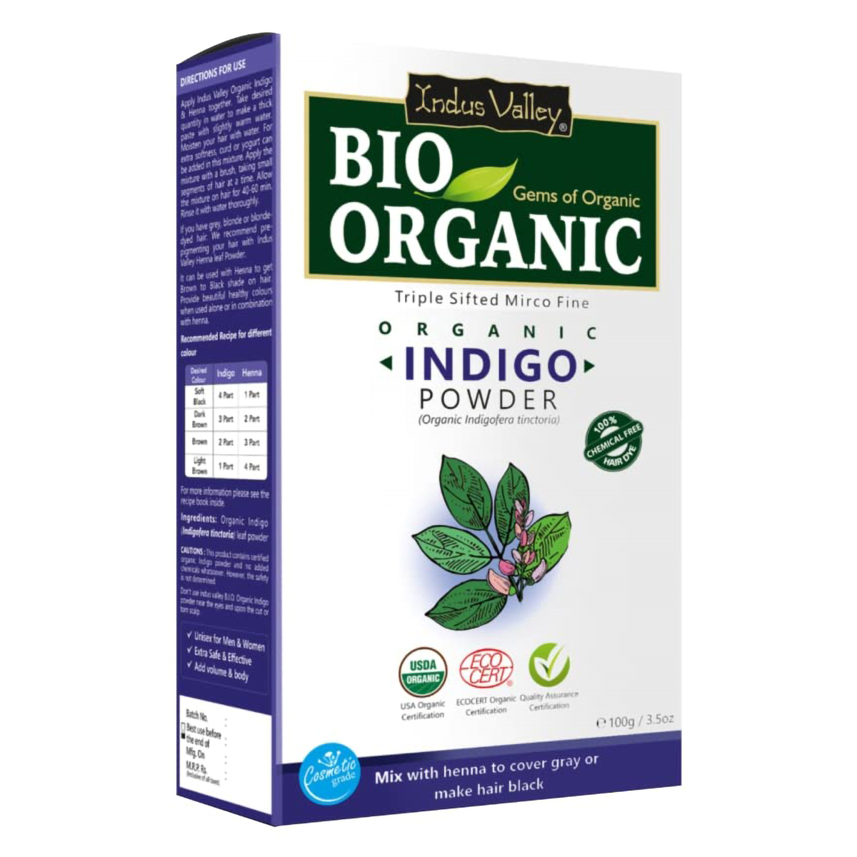 Buy Indus Valley Bio Organic Indigo Leaf Powder, 100 gm | 19 Minutes ...