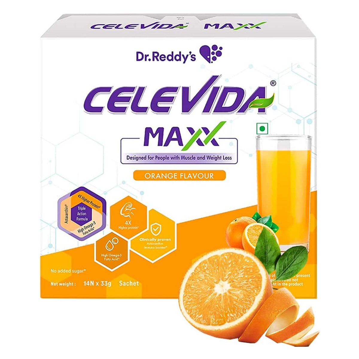 Buy Celevida Maxx Orange Flavour Sachet, 14x33 gm | 19 Minutes Delivery ...