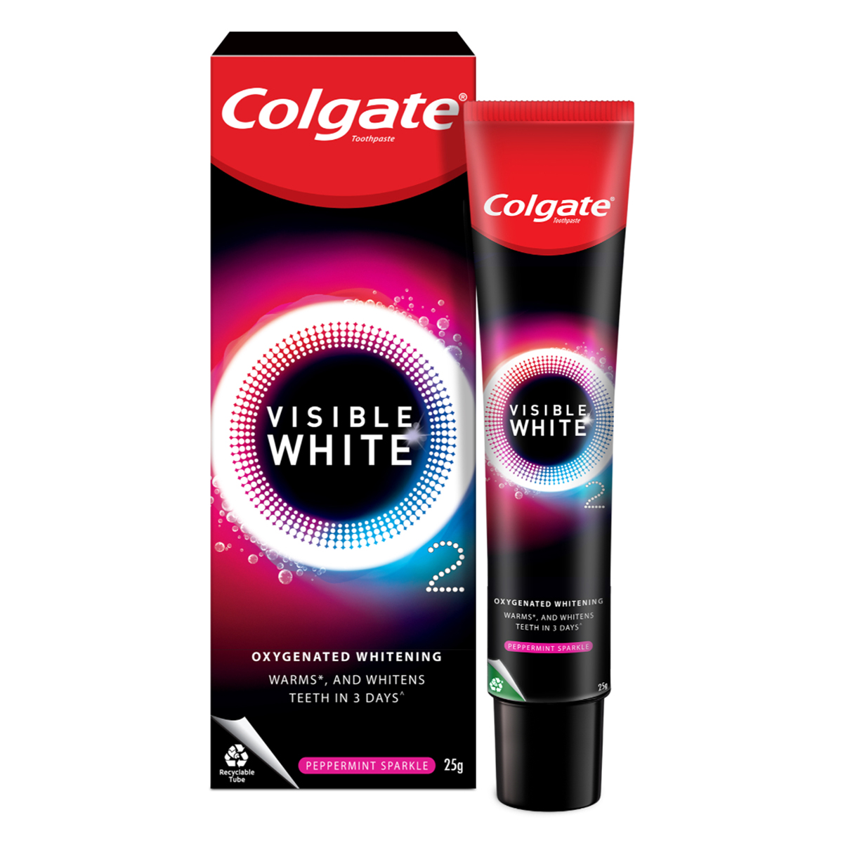 Colgate Visible White O2 Whitening Peppermint Sparkle Toothpaste, 25 gm ...