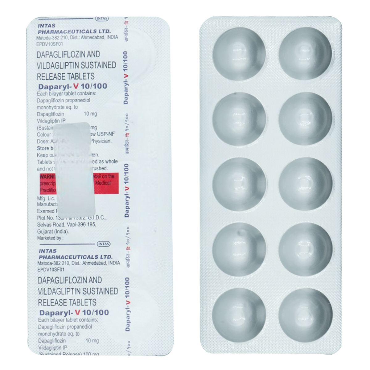 Daparyl-V 10 mg/100 mg Tablet | Uses, Side Effects, Price | Apollo Pharmacy