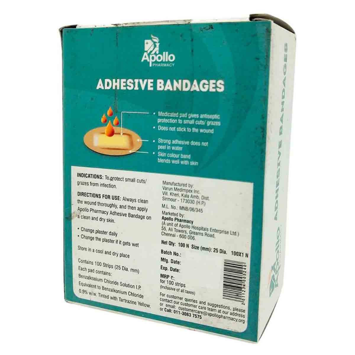 Apollo Pharmacy Adhesive Round Bandage Wash Proof, 1 Count Price, Uses ...