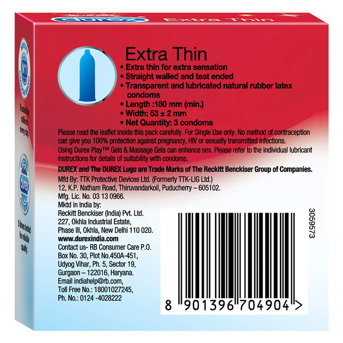 Durex Extra Thin Condoms, 3 Count Price, Uses, Side Effects ...