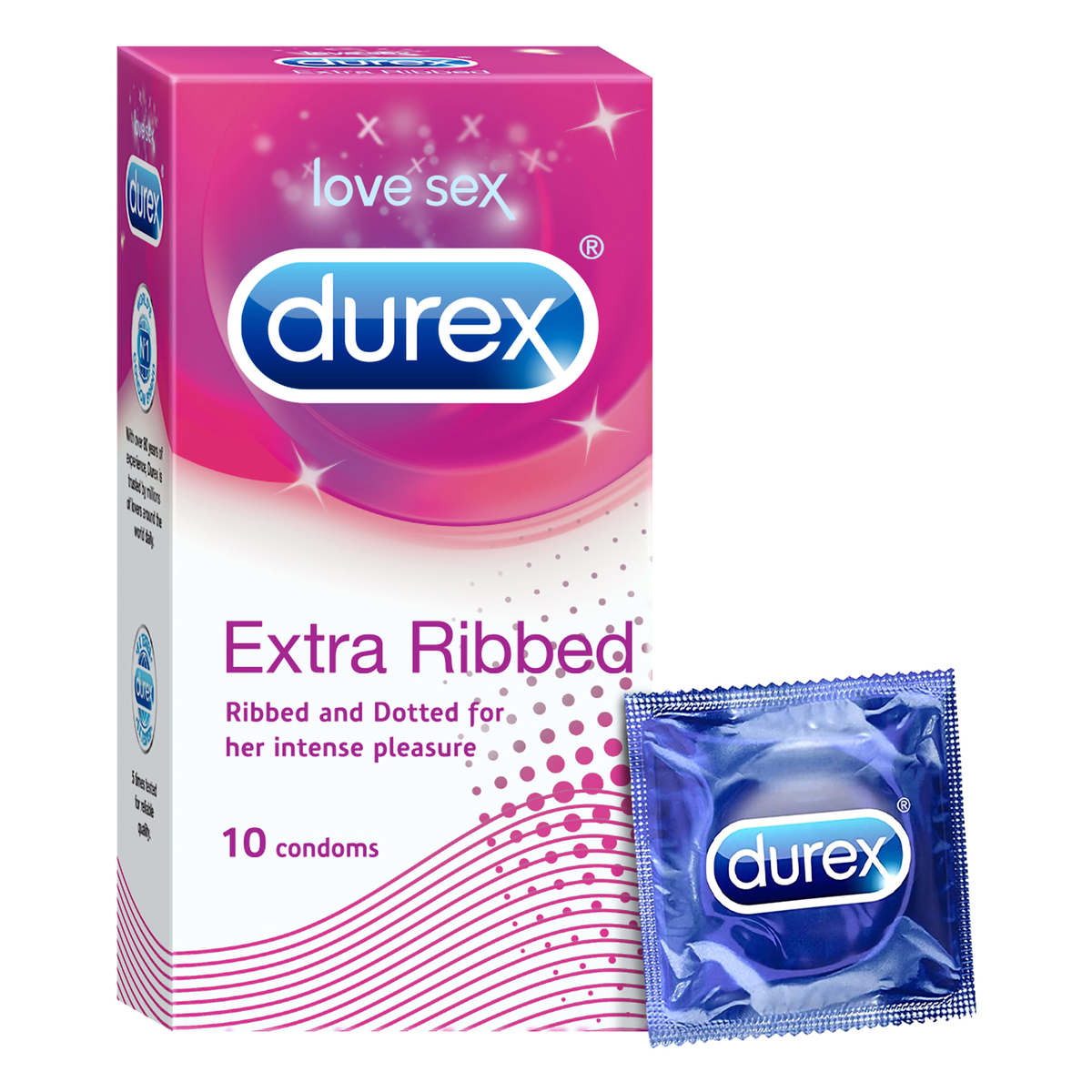 Buy Durex Extra Ribbed Condoms 10s - Apollo Pharmacy.