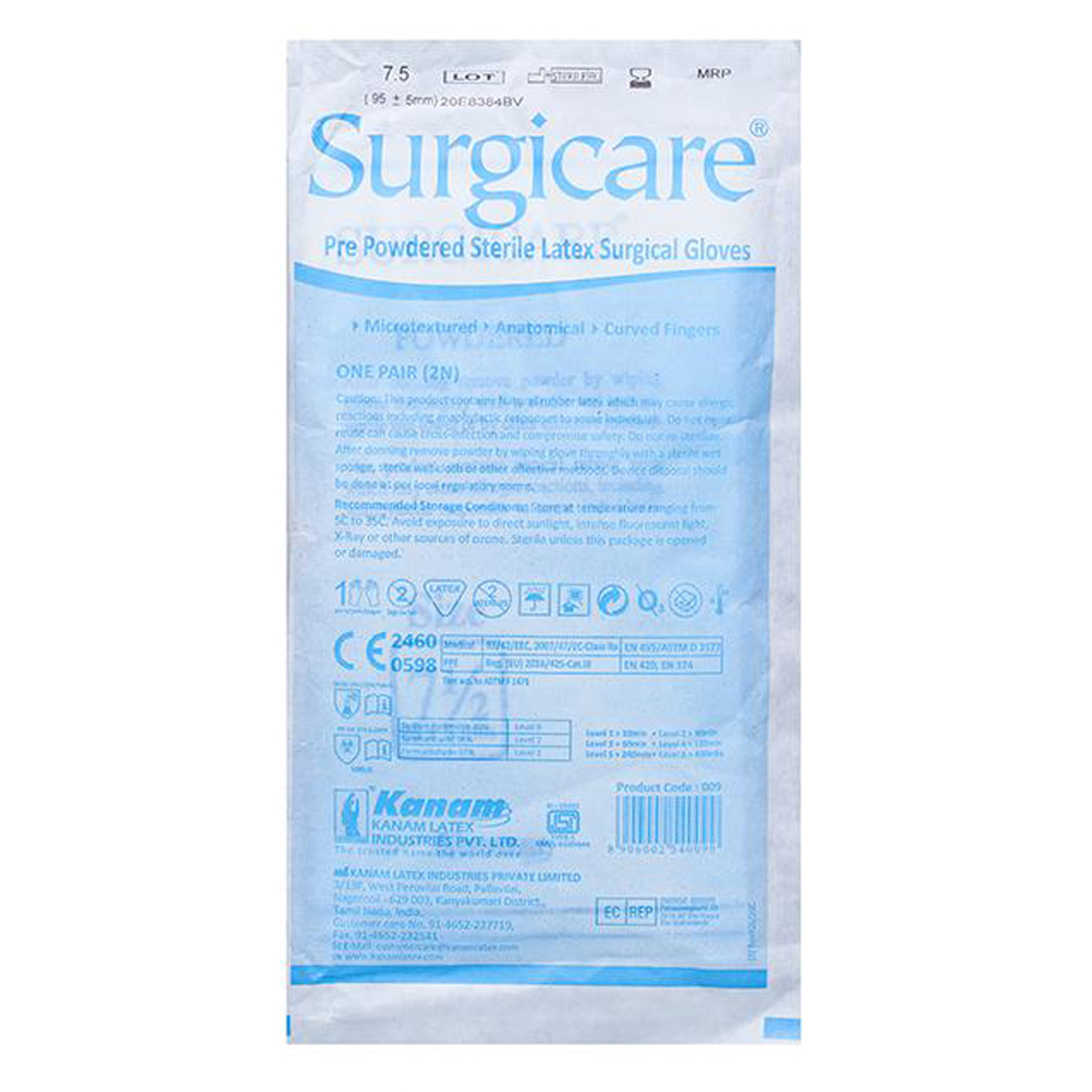 Surgicare Gloves Powder Less 7.5, 1 Count Price, Uses, Side Effects ...
