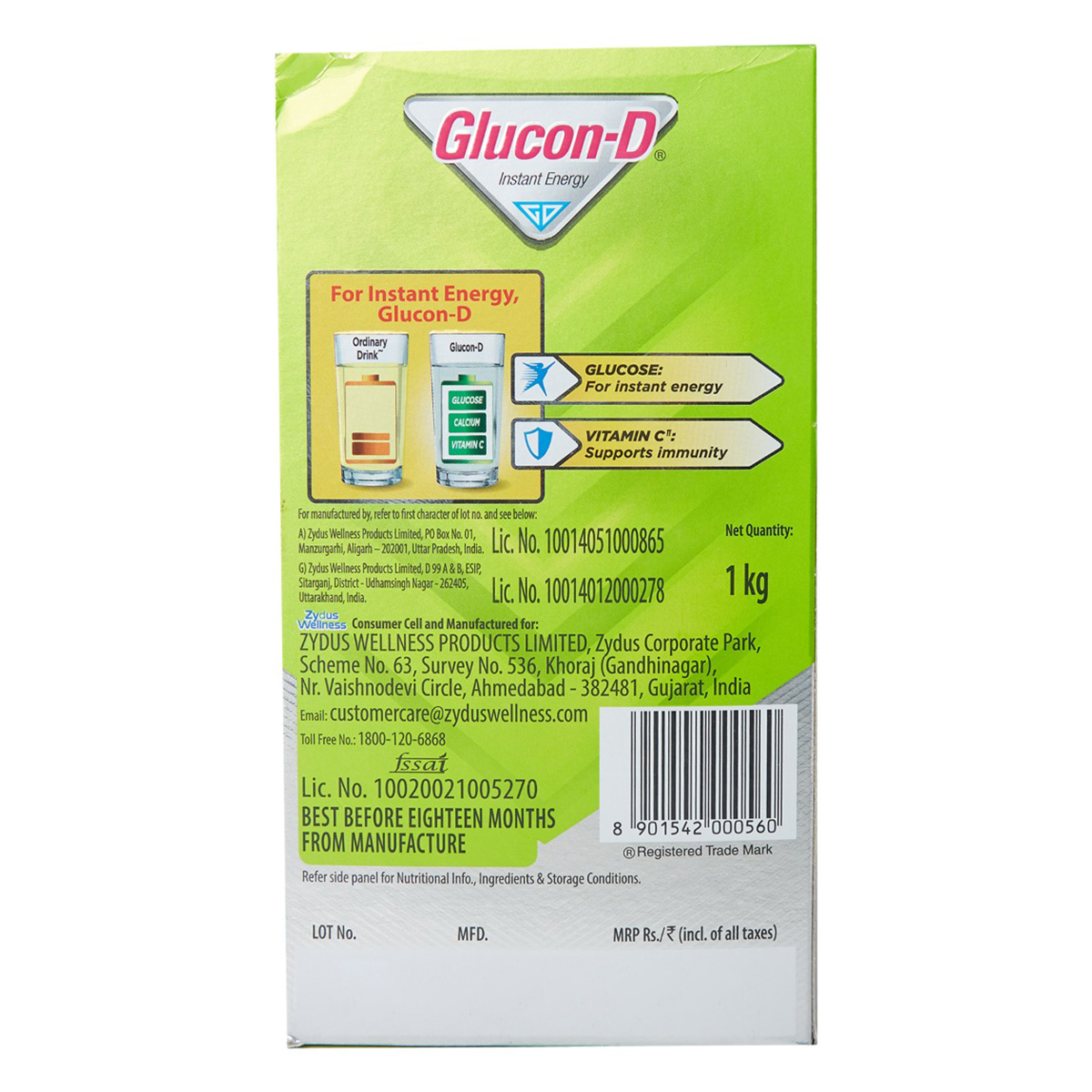 Glucon-D Instant Energy Nimbu Pani Flavour Powder, 1 kg Refill Pack ...