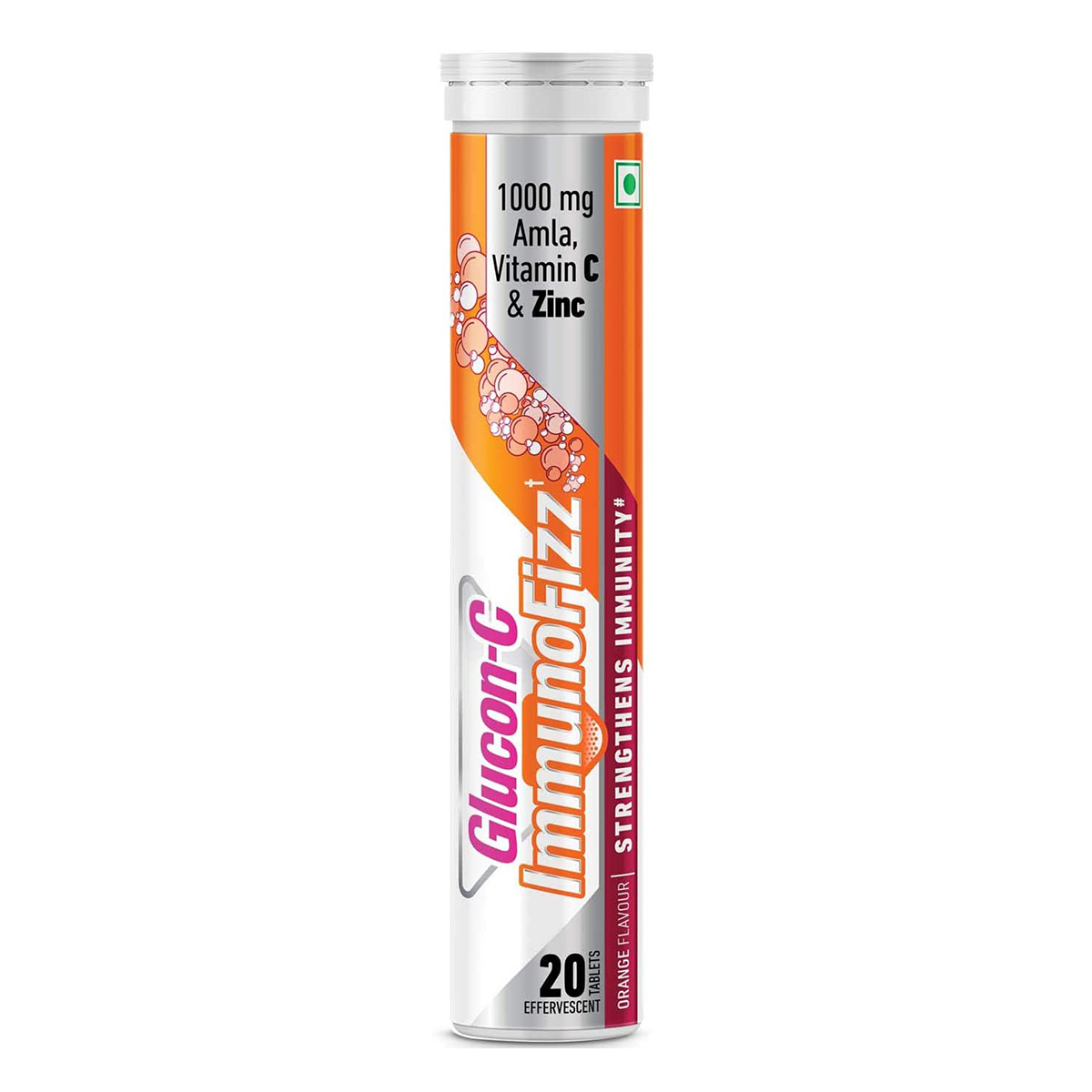 Buy Glucon-C Immuno Fizz Orange Flavour 1000 mg, 20 Tablets | 19 ...