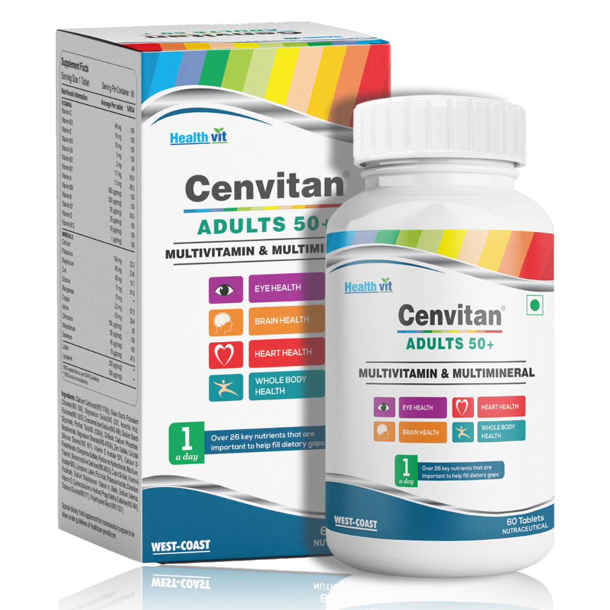 Healthvit Cenvitan Adults 50+ Multivitamin & Multimineral, 60 Tablets ...