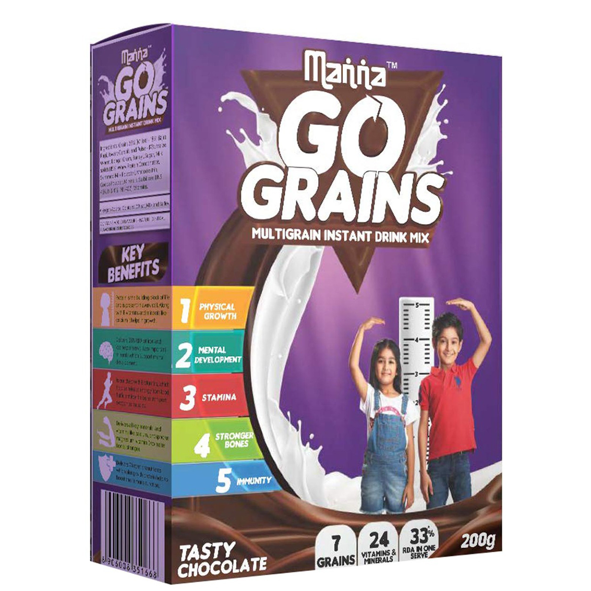 Buy Manna Go Grains Multigrain Chocolate Flavour Instant Drink Mix, 200 ...