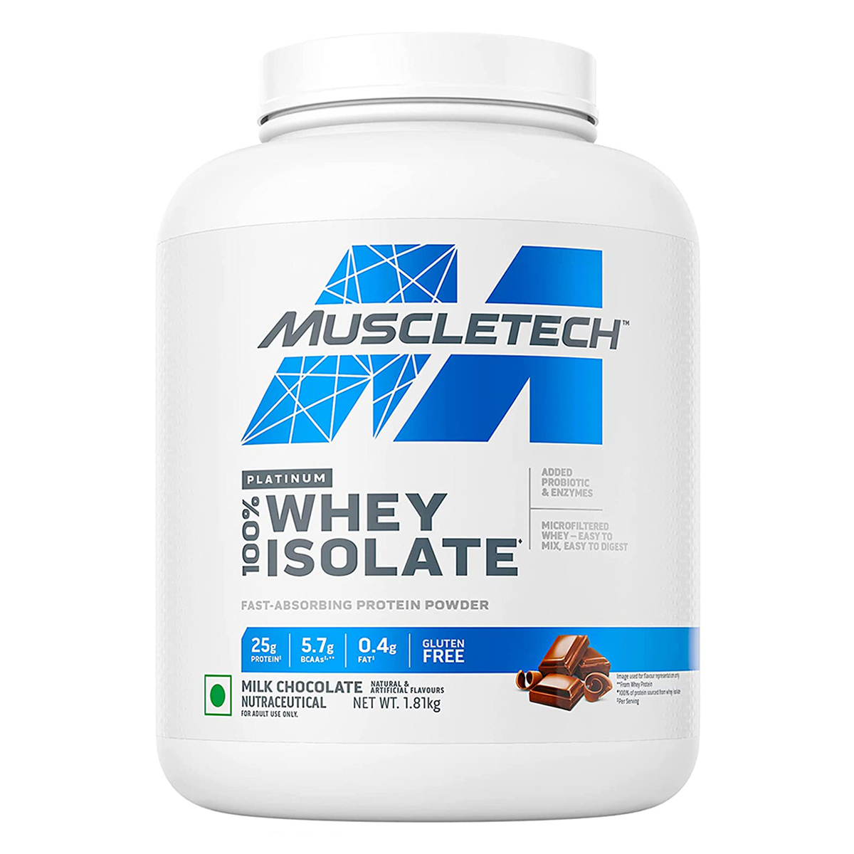Buy Muscletech Platinum 100% Whey Isolate Milk Chocolate Powder, 1.81 ...