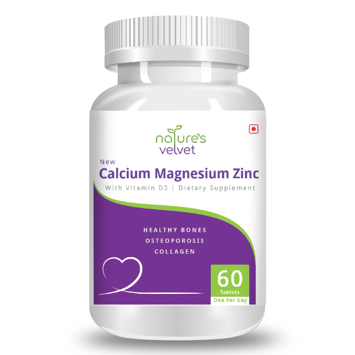 Nature's Velvet New Calcium, Magnesium, Zinc with Vitamin D3, 60 ...