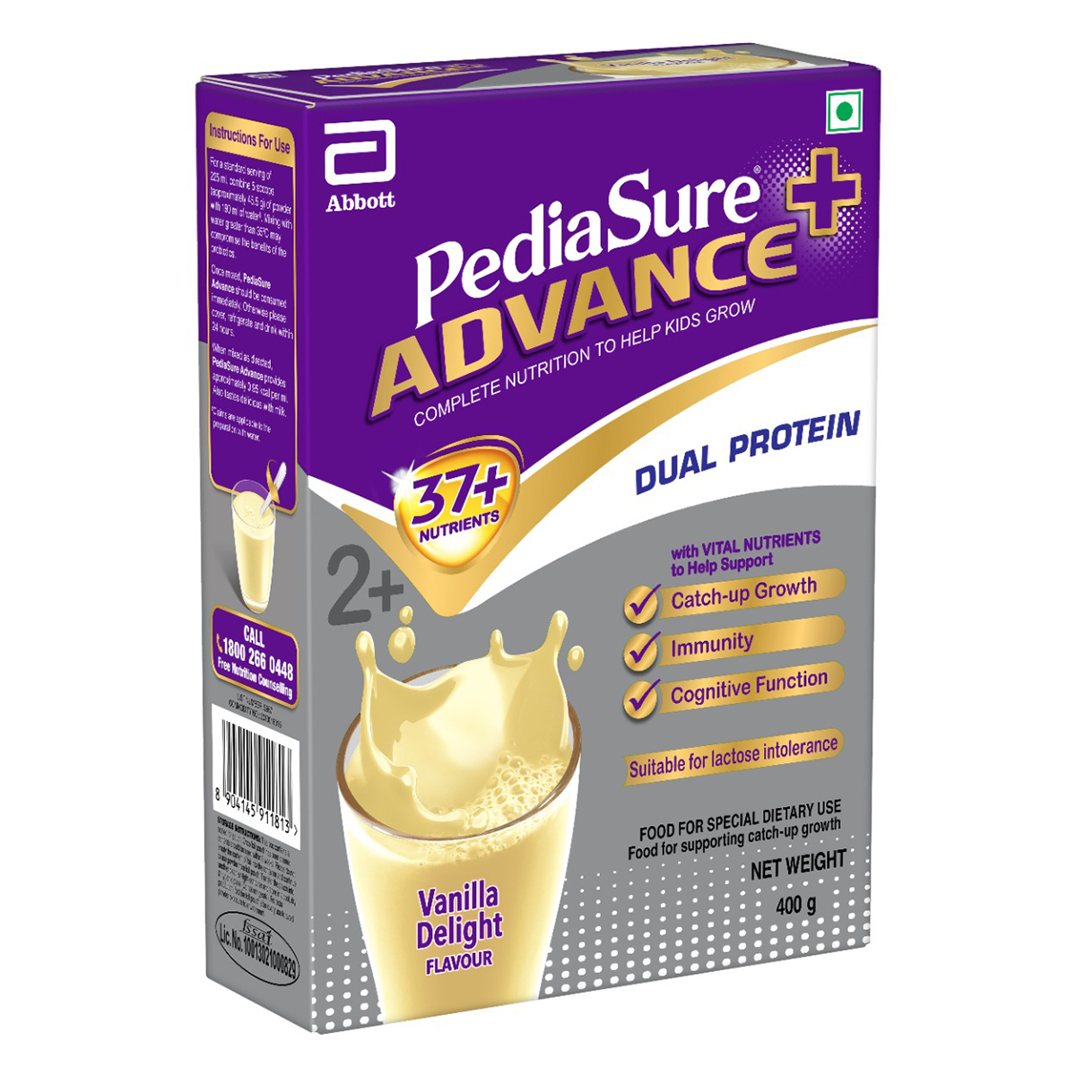 Pediasure Advance+ Vanilla Delight Flavour Nutrition Drink Powder, 400 ...
