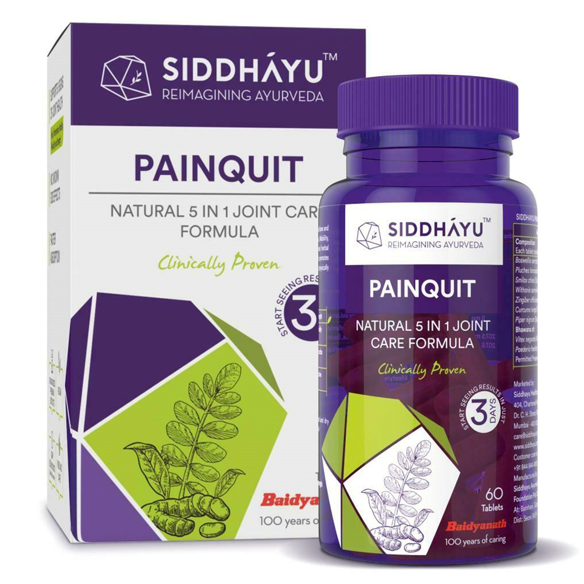 Buy Siddhayu Painquit Natural 5-in-1 Joint Care Formula, 60 Tablets ...