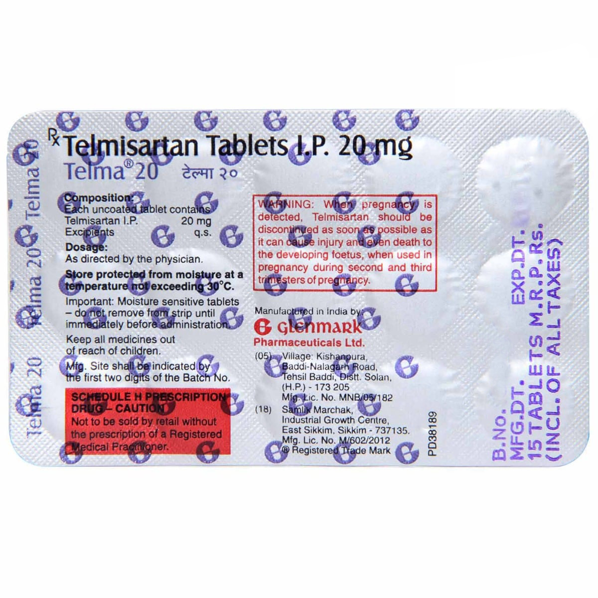 Telma 20 Tablet 15's Price, Uses, Side Effects, Composition - Apollo ...