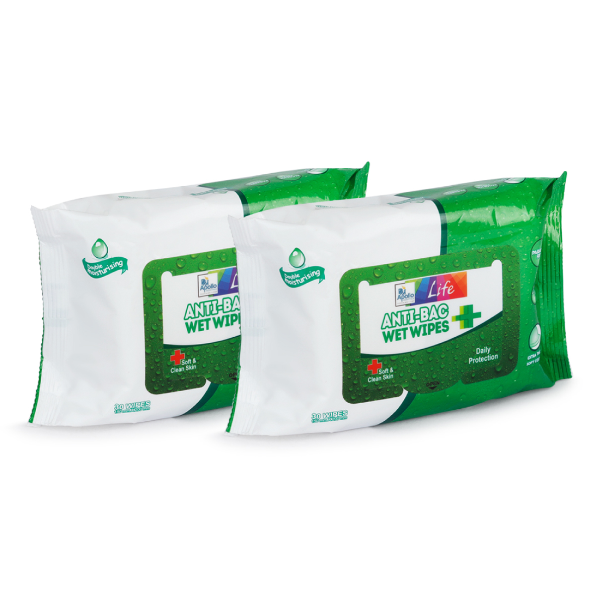 Buy Apollo Life Anti-Bac Wet Wipes, 60 Count (2x30 Wipes) | 19 Minutes ...