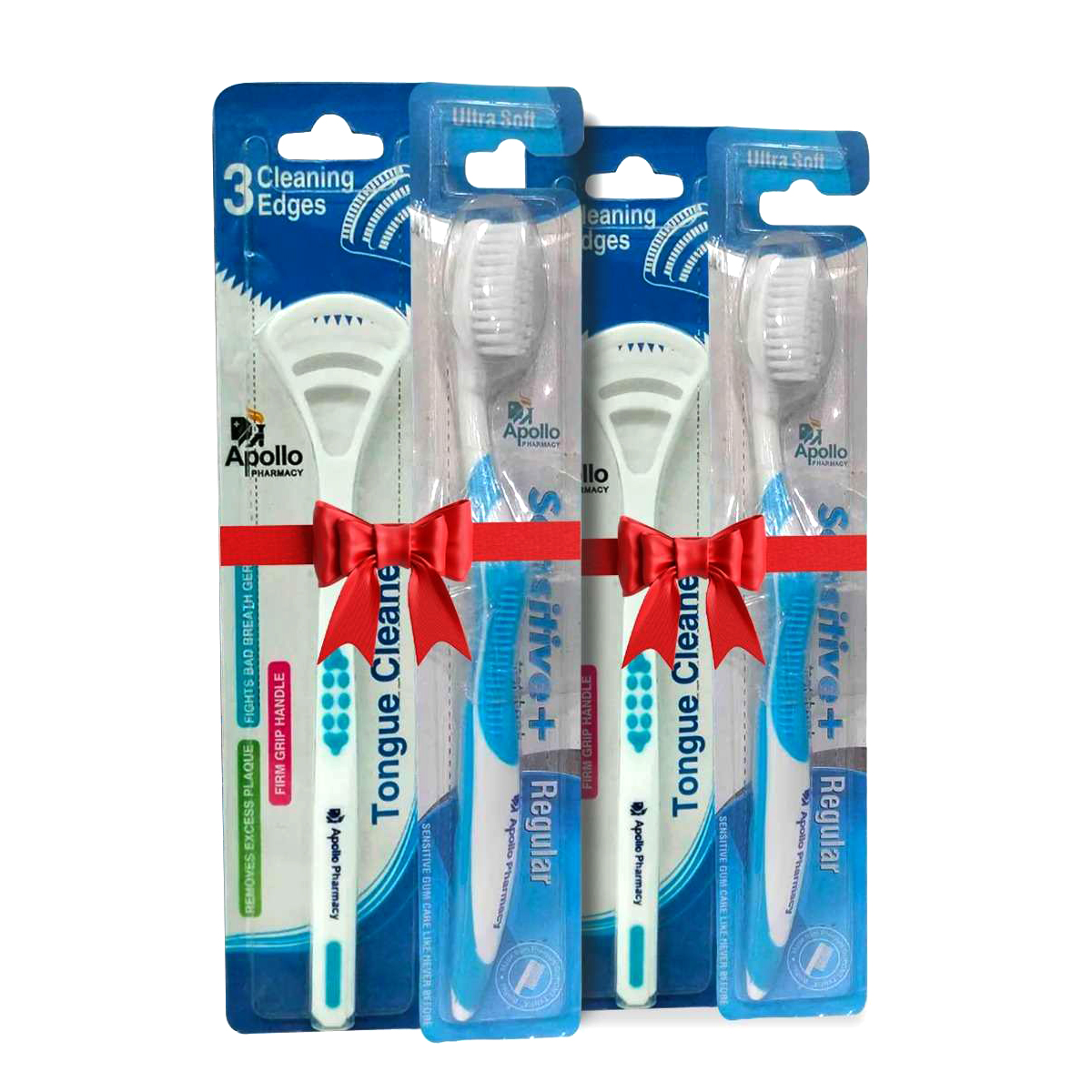 Apollo Pharmacy Value Pack Sensitive Toothbrush & Tongue Cleaner, 2 Kit ...