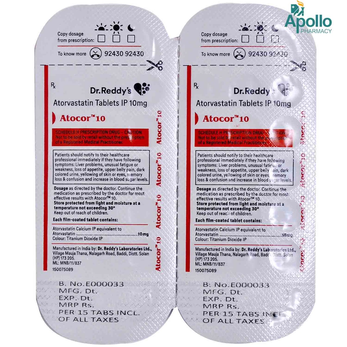 Atocor 10 Tablet 15's Price, Uses, Side Effects, Composition - Apollo ...