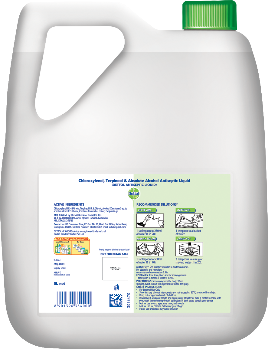Dettol Antiseptic Liquid, 5 Litre Price, Uses, Side Effects ...