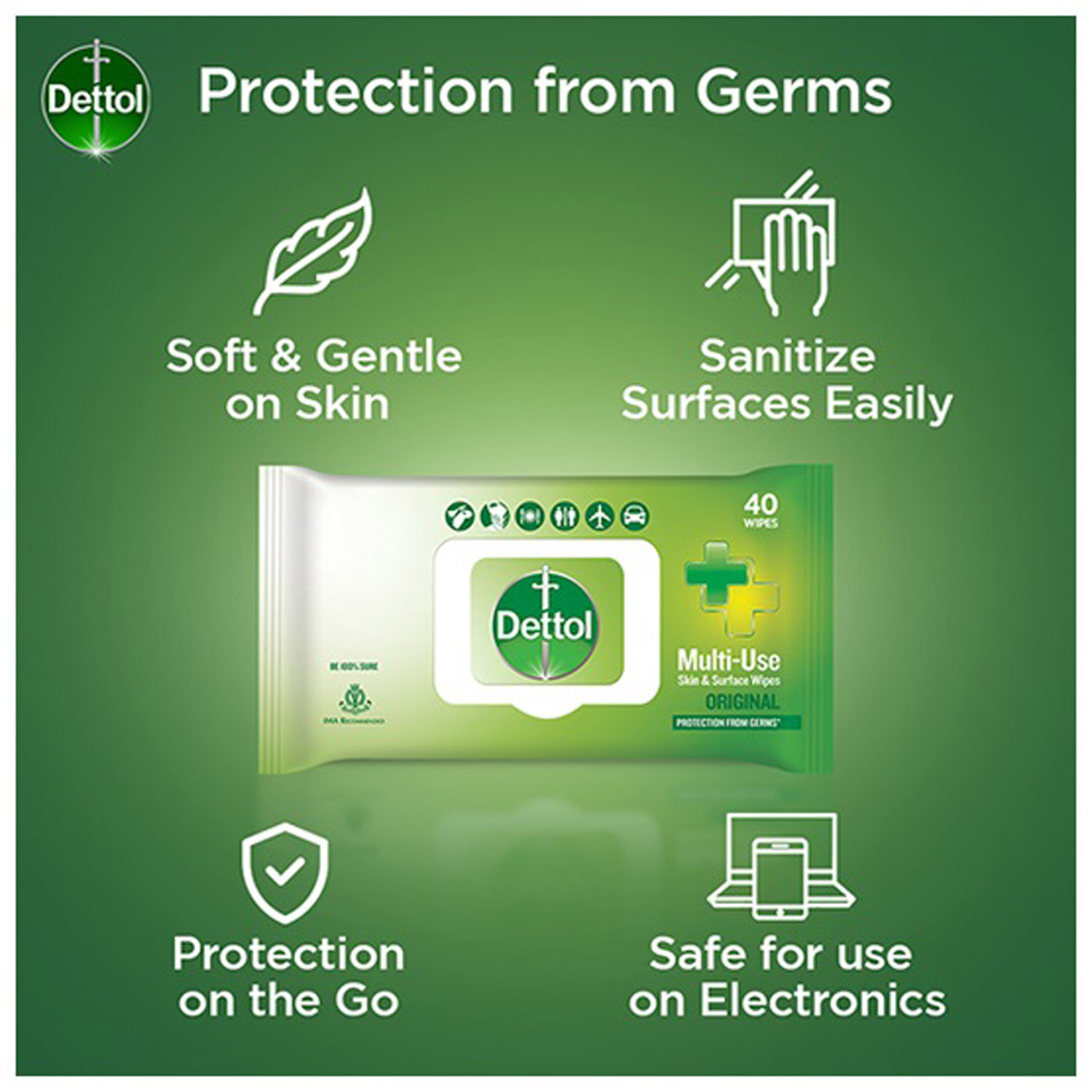 Dettol Original Multi-Use Skin & Surface Wipes, 40 Count Price, Uses ...