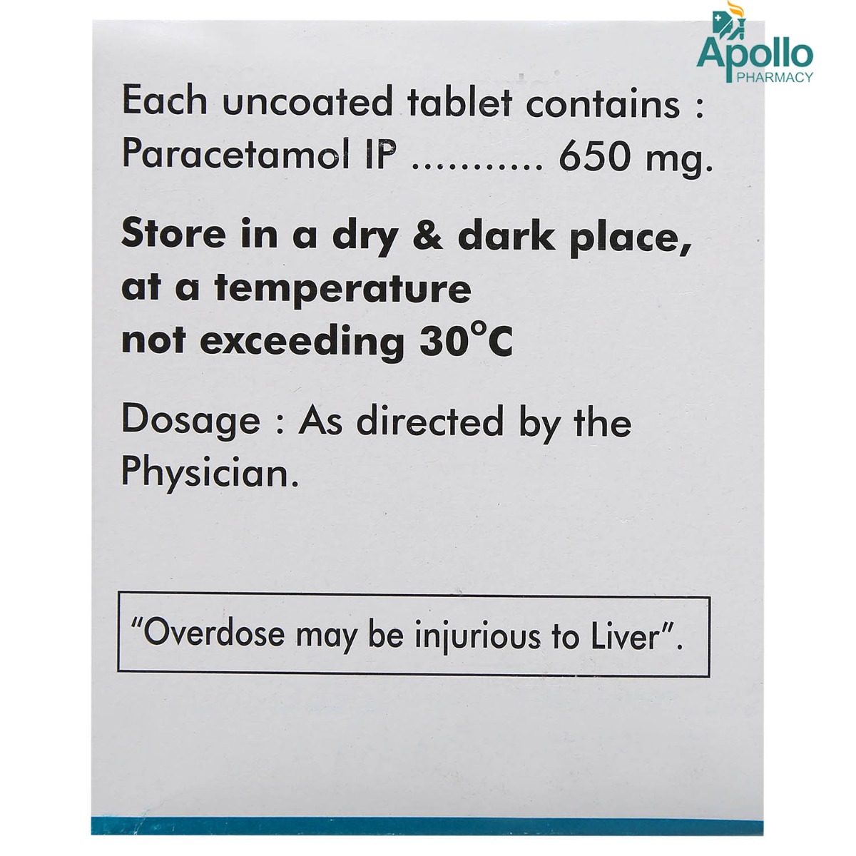 Dolopar-650 Tablet 15's Price, Uses, Side Effects, Composition - Apollo ...