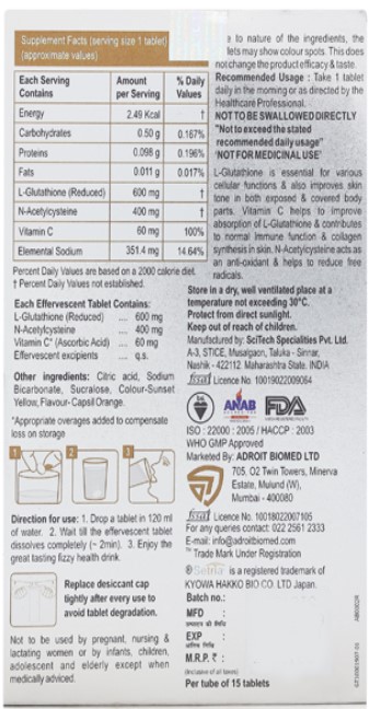 Glutone 1000 Effervescent Tablet 15's Price, Uses, Side Effects ...