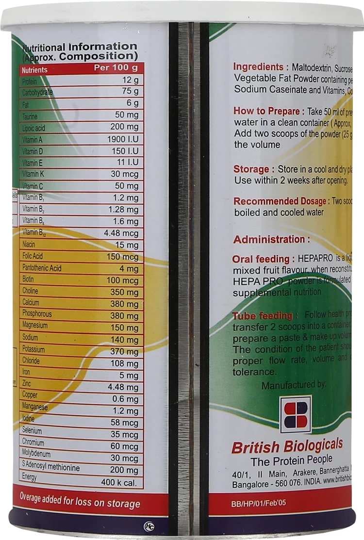 Hepa Pro Mixed Fruit Flavoured Powder, 200 gm Tin Price, Uses, Side ...