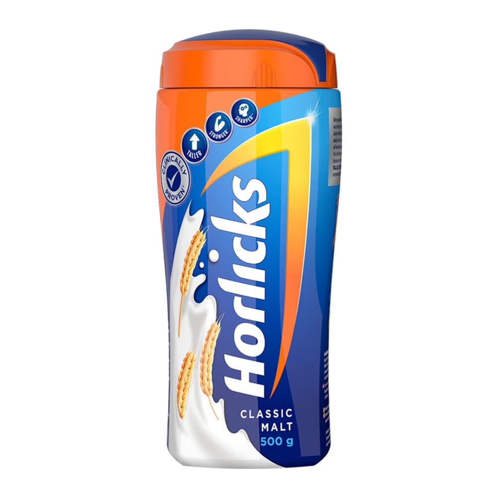 Horlicks Classic Malt Flavour Nutrition Drink Powder, 500 gm Jar Price ...