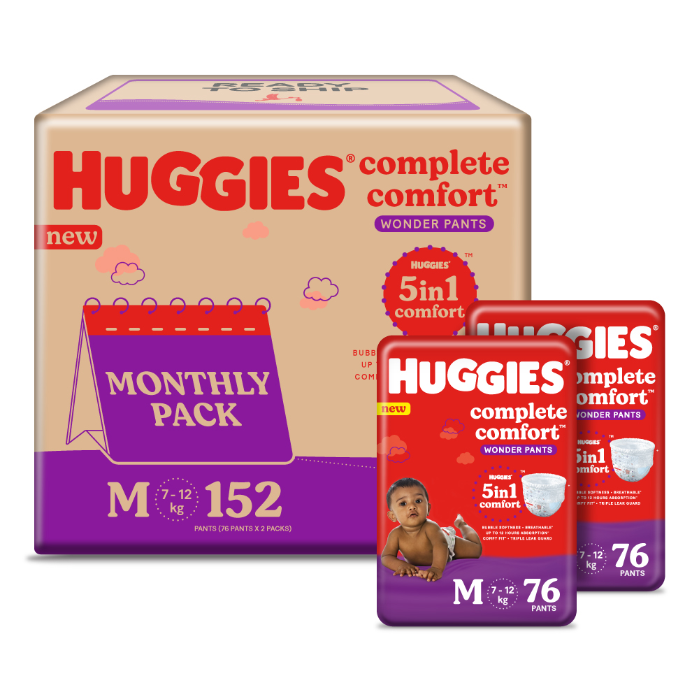 Huggies Complete Comfort Wonder Baby Diaper Pants Medium, 152 Count ...