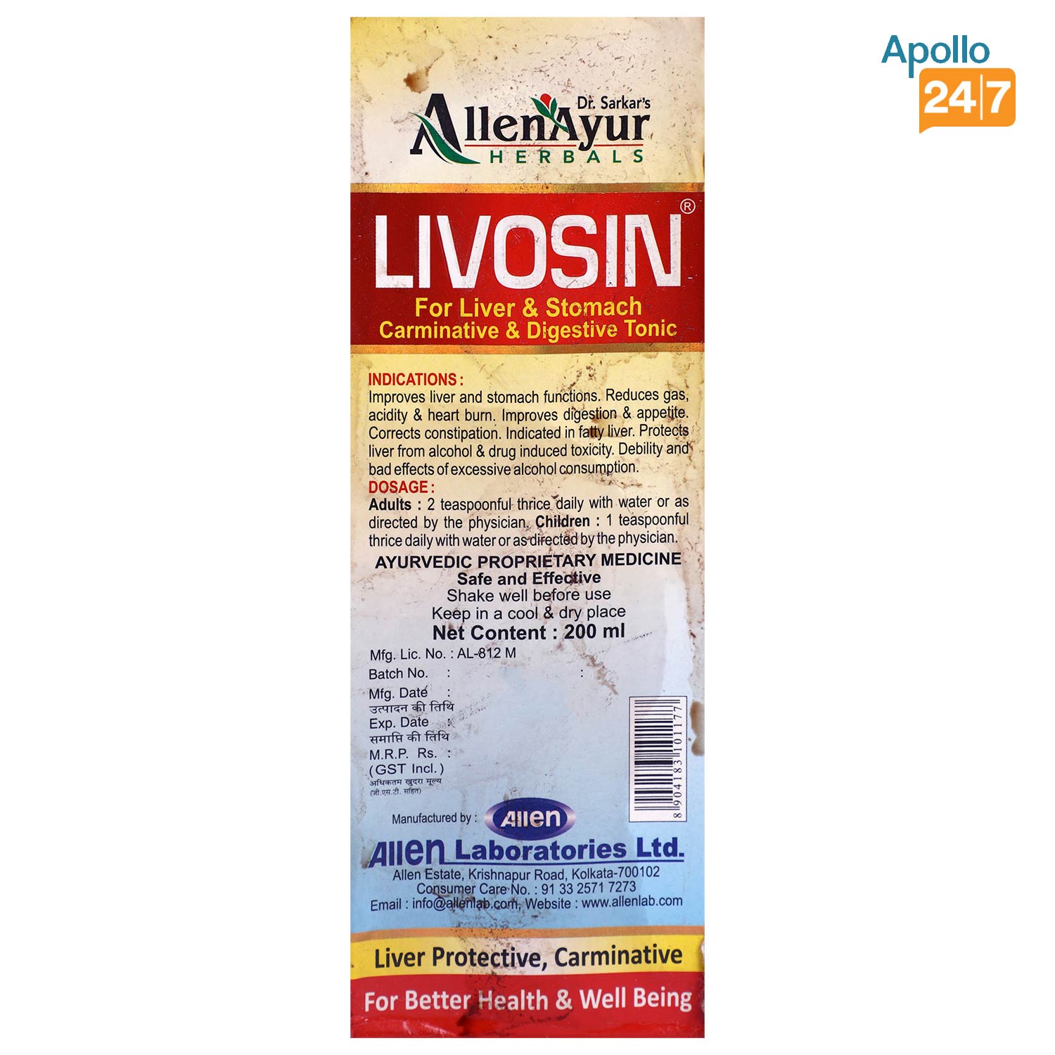Livosin Syrup, 200 ml Price, Uses, Side Effects, Composition - Apollo ...