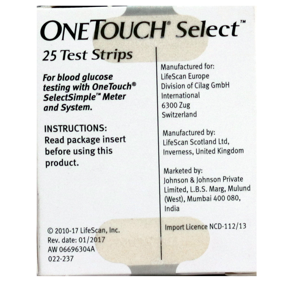 OneTouch Select Test Strips, 25 Count Price, Uses, Side Effects ...