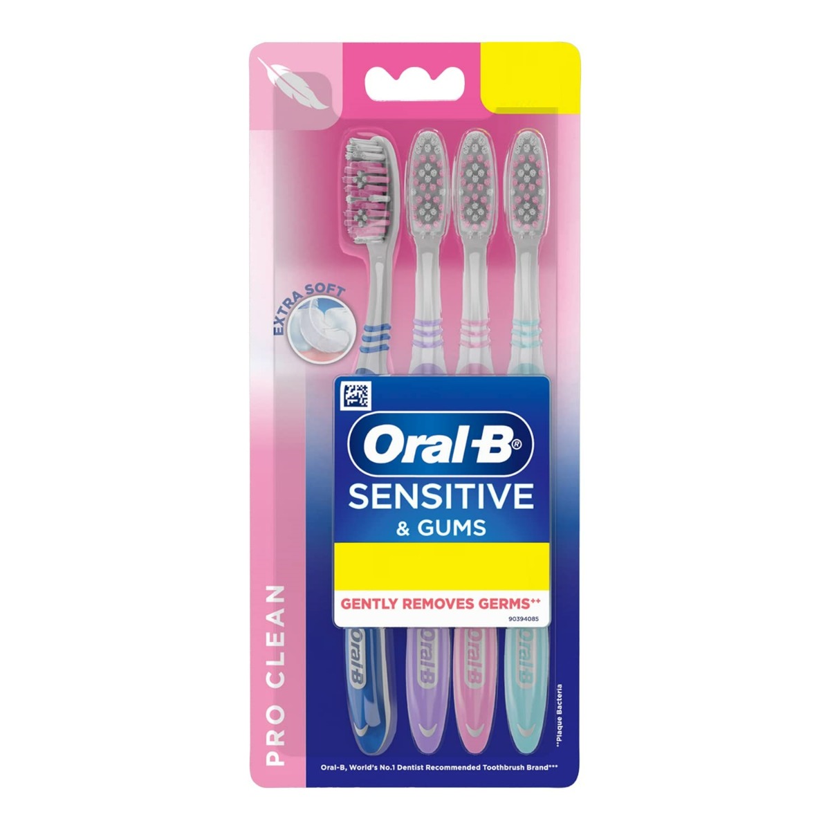 Buy Oral-B Sensitive & Gums Pro Clean Extra Soft Toothbrush, 4 Count ...