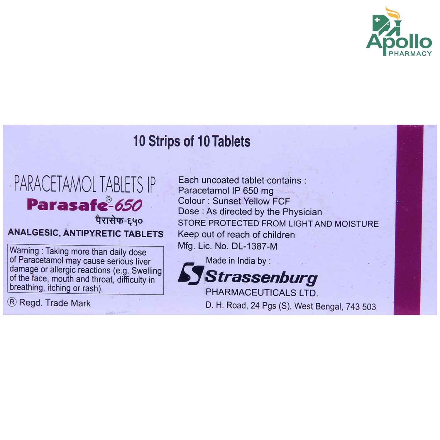 Parasafe-650 Tablet 10's Price, Uses, Side Effects, Composition ...