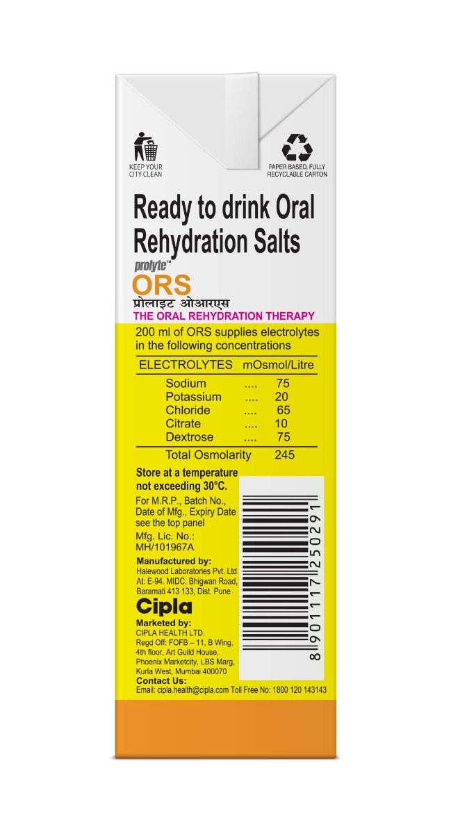 Prolyte ORS Lemon Flavour Drink 200 ml Price, Uses, Side Effects ...