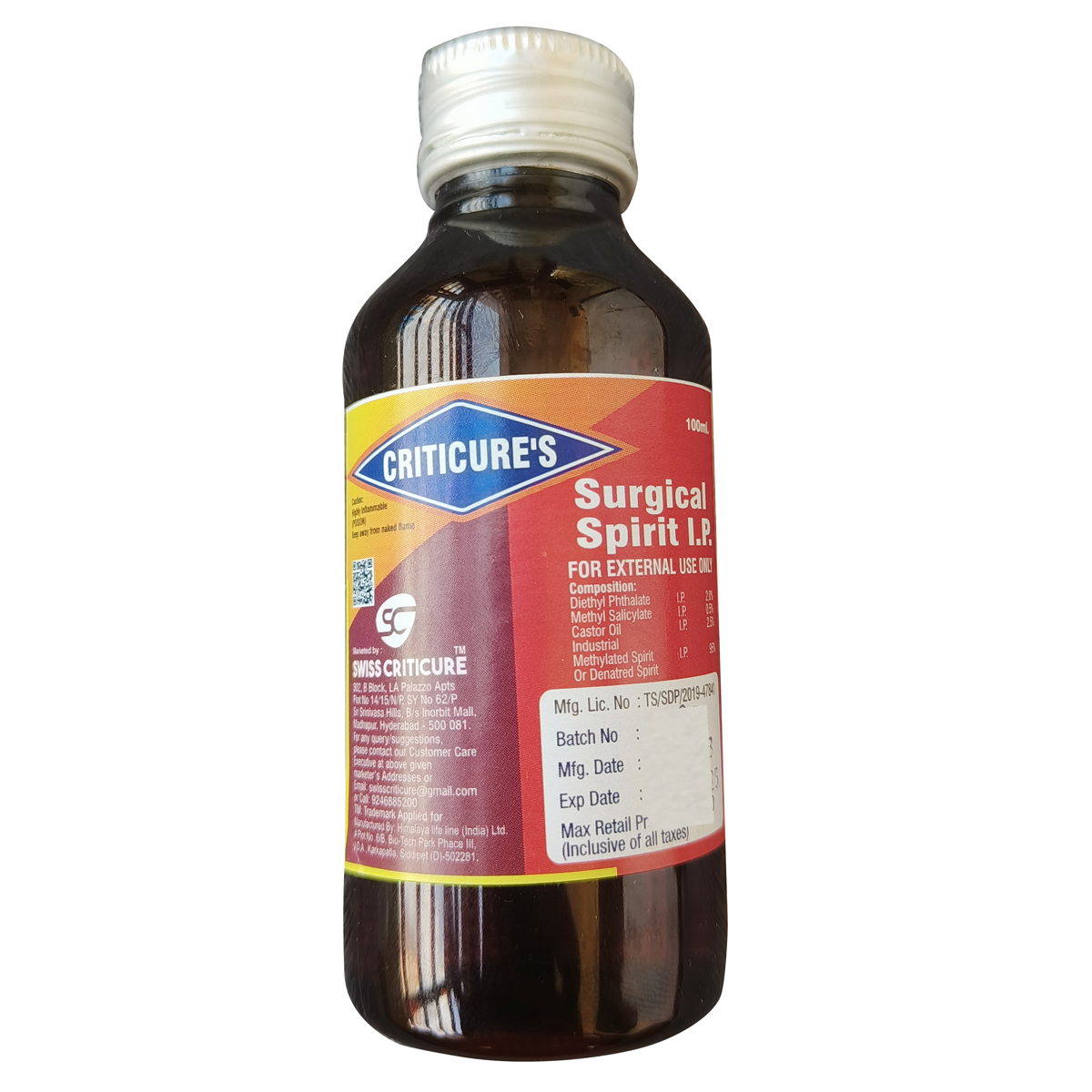 Buy Surgical Spirit (Criticure's) 100 ml | 19 Minutes Delivery | Apollo ...